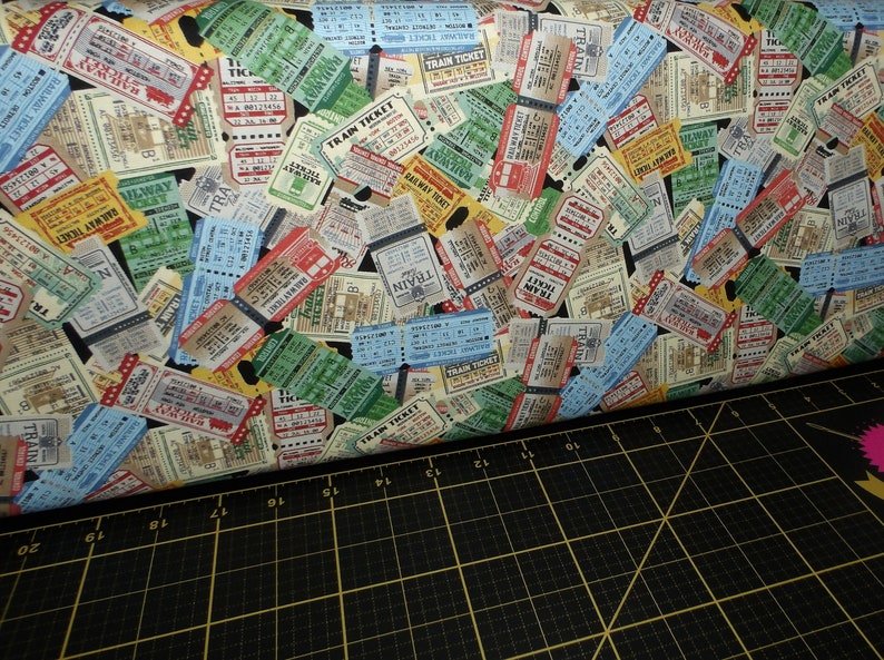 Blank Quilting. on the Right Track. Train Tickets Cream - Realistic ...