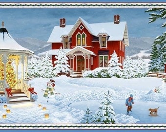 Winter Scene Fabric Panels | Etsy