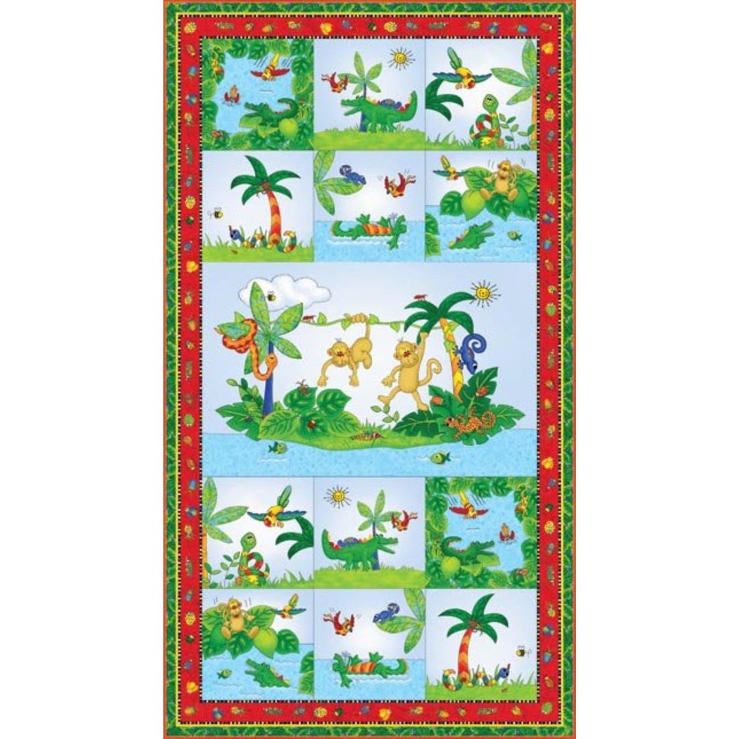 Northcott. I Spy in the Amazon Panel 2/3 Yd - Out of Print Rainforest ...
