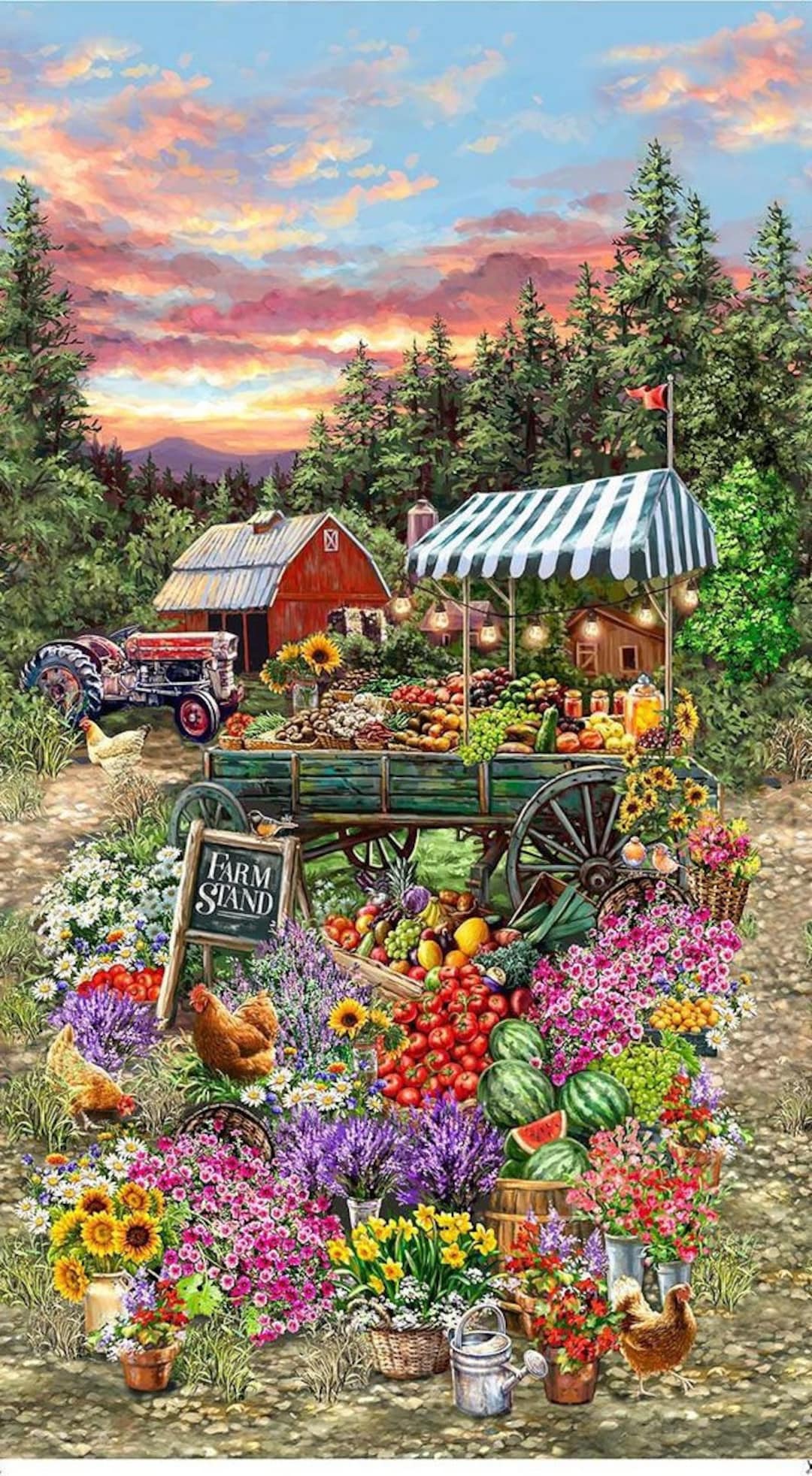 Timeless Treasures. Farm Stand. Farms Stand Panel 2/3yd DIGITALLY ...