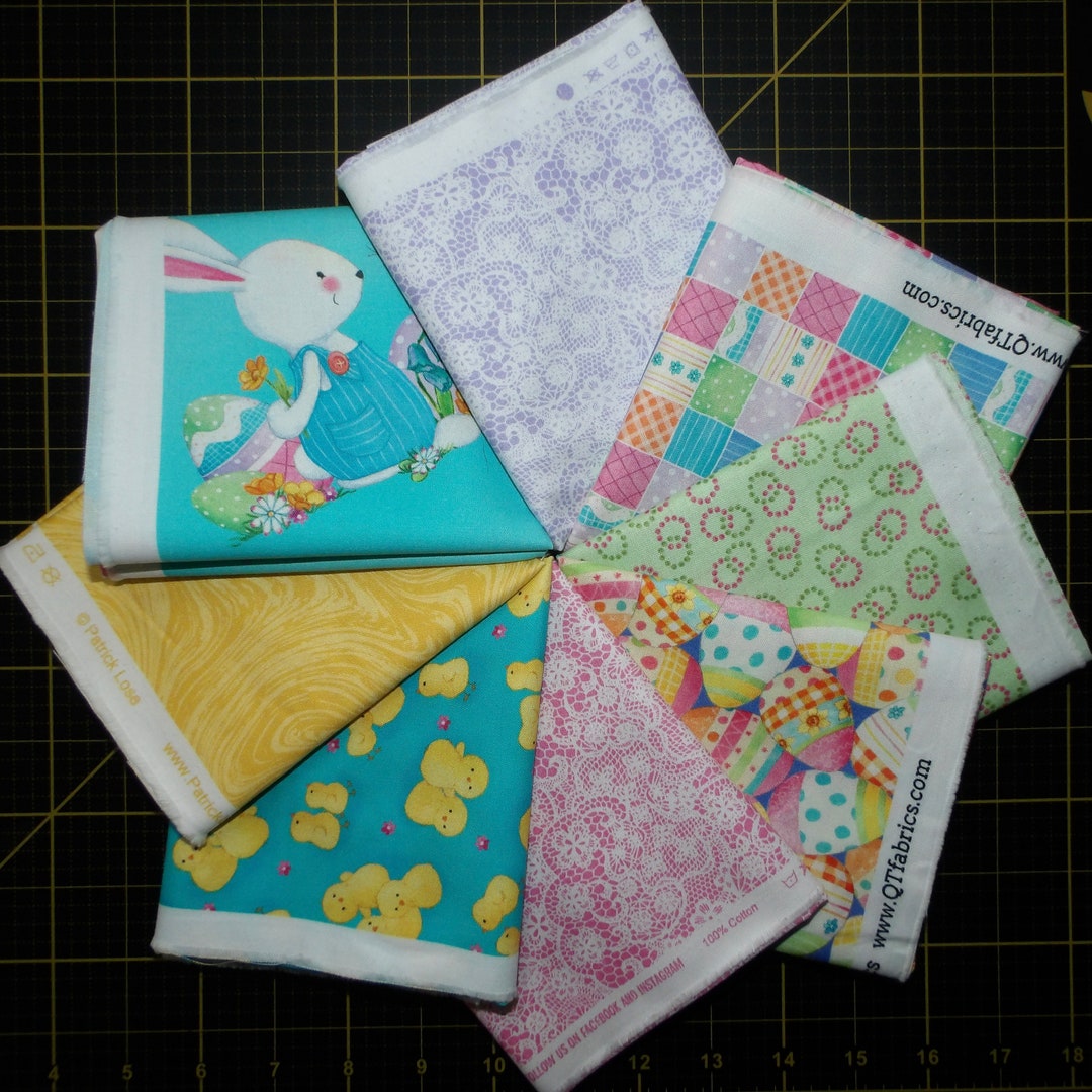 Bunny Wishes Fat Quarter Bundle - 8 Piece QT Fabrics Easter Bunny ...