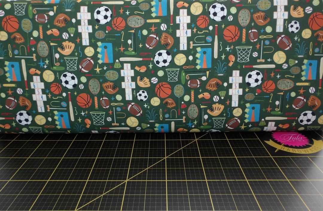 Michael Miller. Backyard All Stars. Fun and Games Green - Etsy