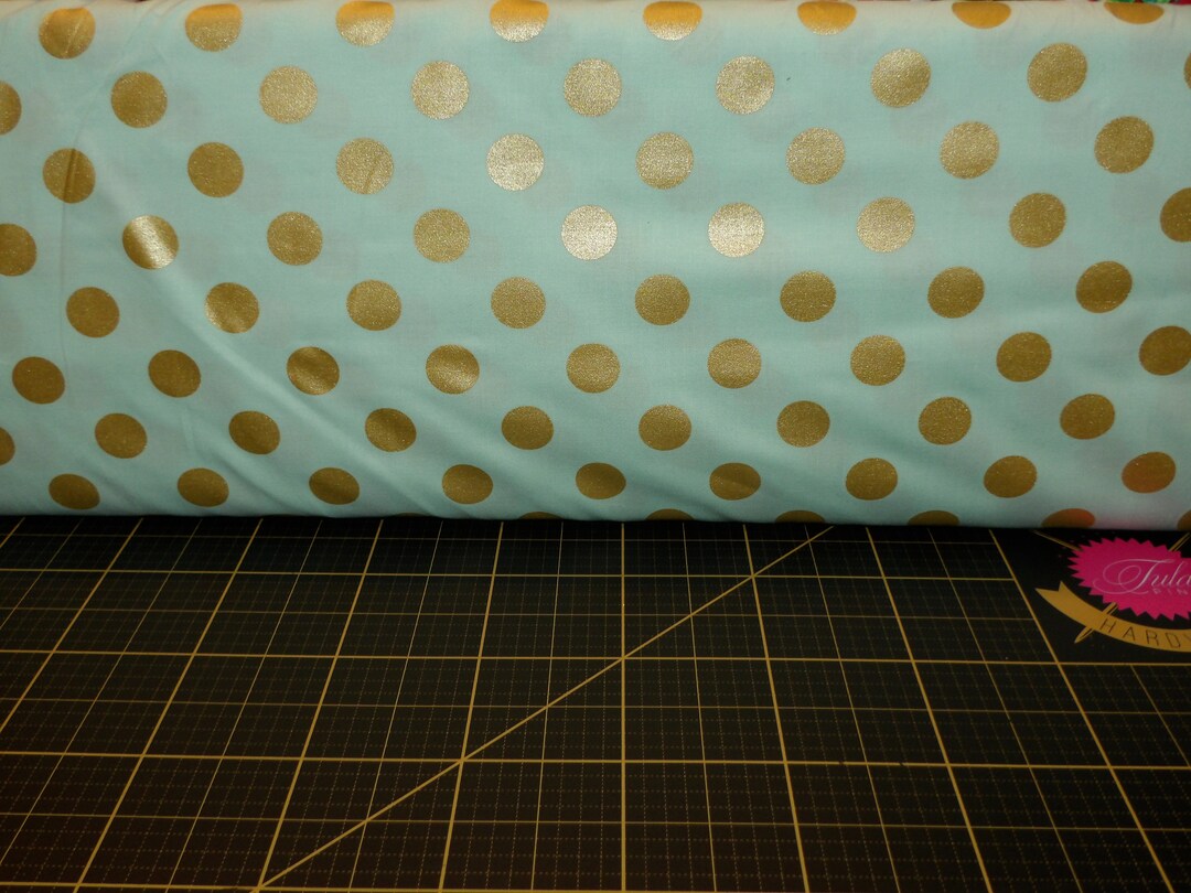 Michael Miller. Glitz Pearlized Quarter Dot in Mint (mint With Gold ...