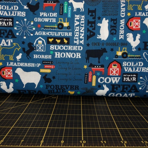 FFA Text on Gold Fabric FFA Forever Blue Riley Blake - Etsy