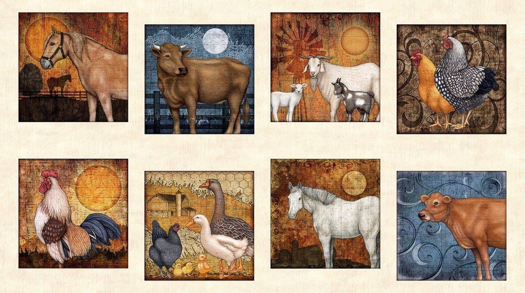 QT Fabrics. Bountiful. Farm Animal Large Patches 2/3 Yd - Etsy