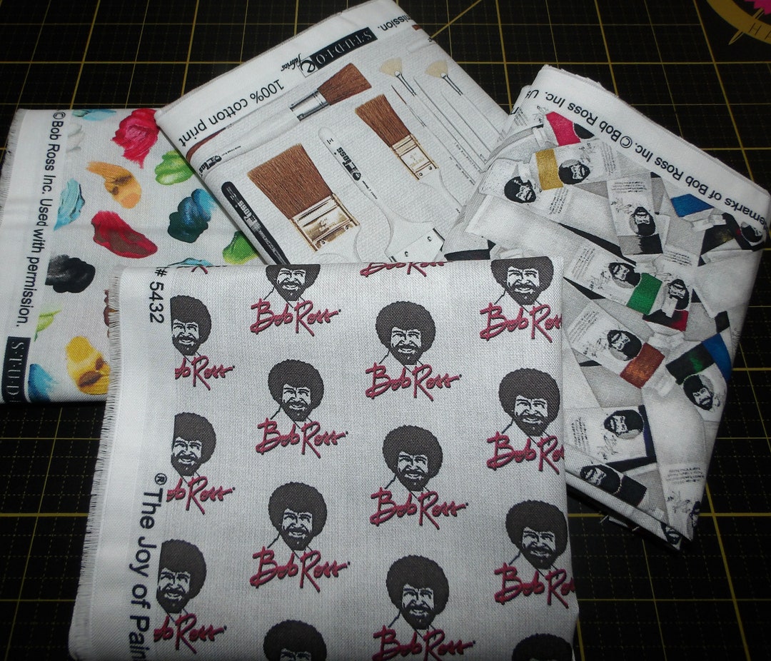 Bob Ross Fat Quarter Bundle - 4 Piece Joy of Painting FQ Bundle - 100% ...