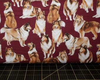 Rough Collie Fabric Rough Collie Dog Lovers Quilt by Petfriendly Tan ...