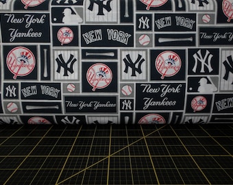 MLB NEW YORK Yankees Allover Navy Print 100% Cotton Fabric Material ...
