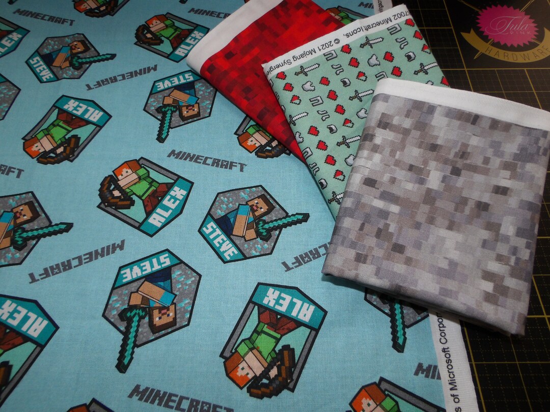 Minecraft Fat Quarter Bundle 4 Piece Minecraft, Alex, and Steve FQ Set ...