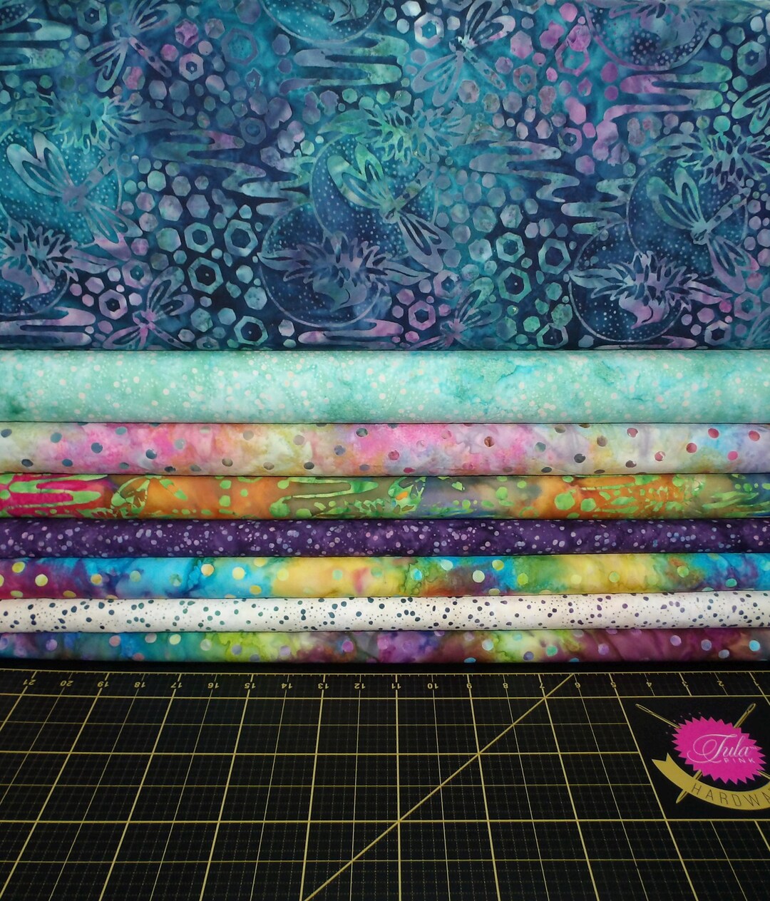 Dragonfly Batik Fat Quarter Bundle - 8 Piece Batik Textiles Rainbow ...