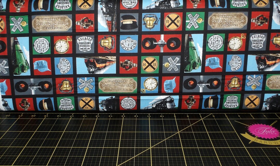 Blank Quilting. on the Right Track. Train Patch Black Realistic Train ...