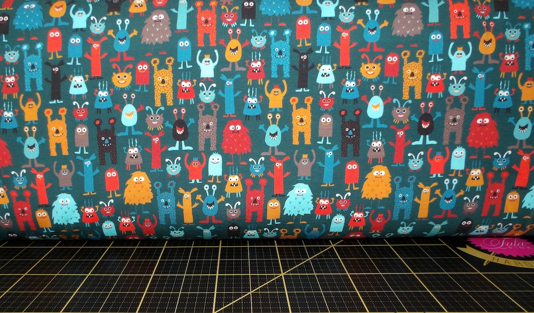 Stof Denmark. Avalana Monsters Teal KNIT 58/60 Wide - Etsy