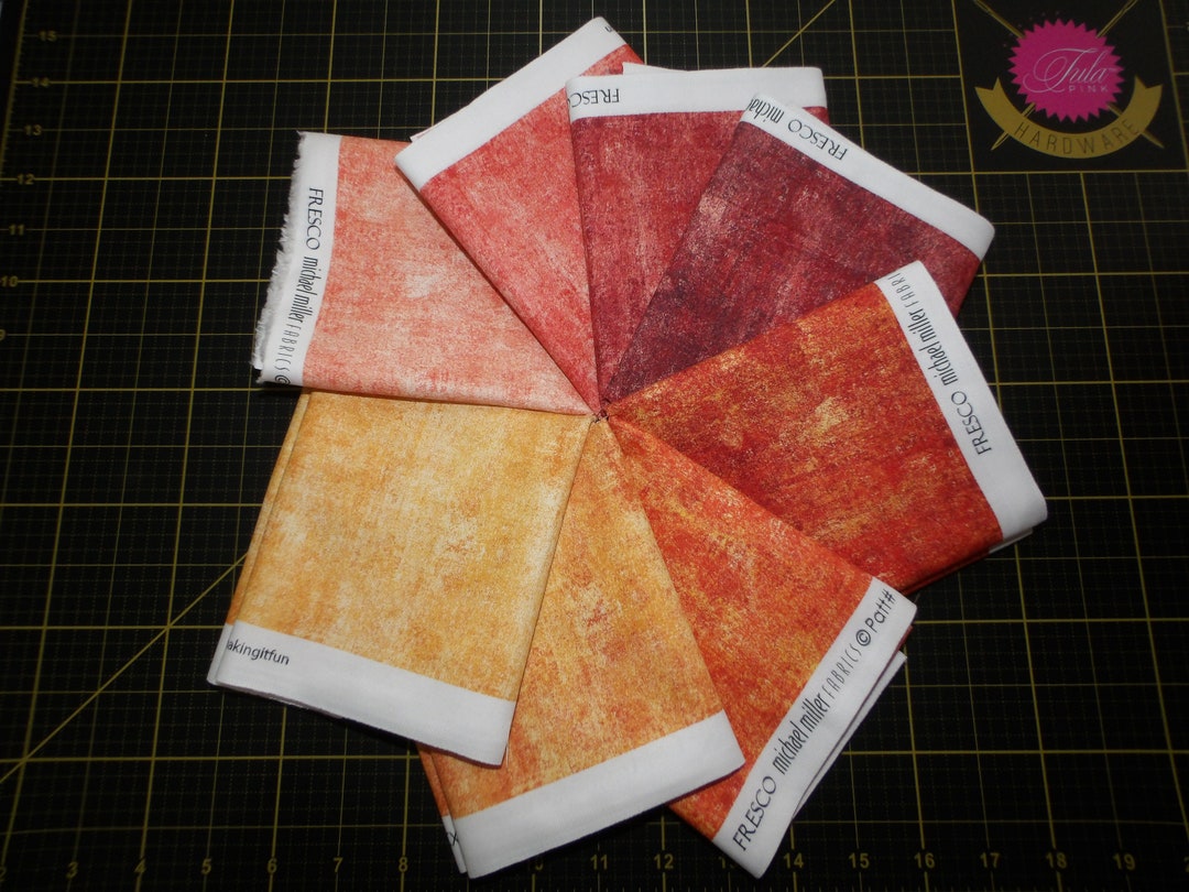 Fresco Red/orange/yellow Fat Quarter Bundle 8 Piece Set With Clementine ...