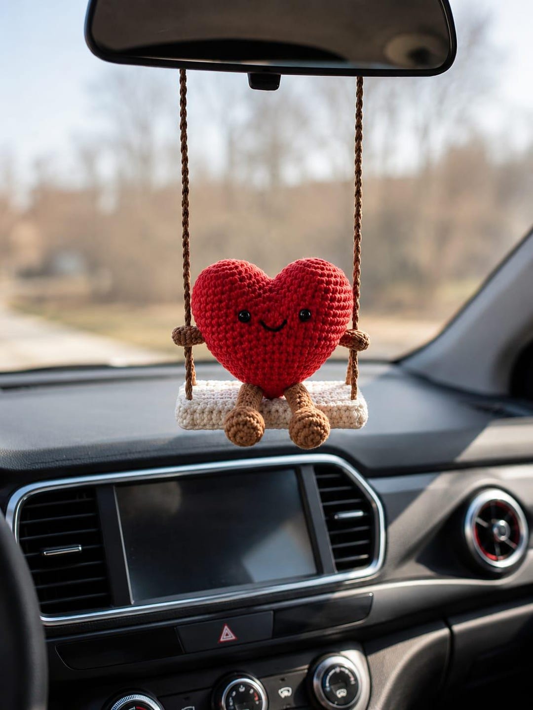 Cute Heart Car Hanging Crochet Pattern PDF, Amigurumi Heart Car Charm ...