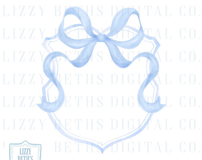 Preppy Blue Bow Crest PNG // Preppy Grandmillennial Clipart // Preppy ...