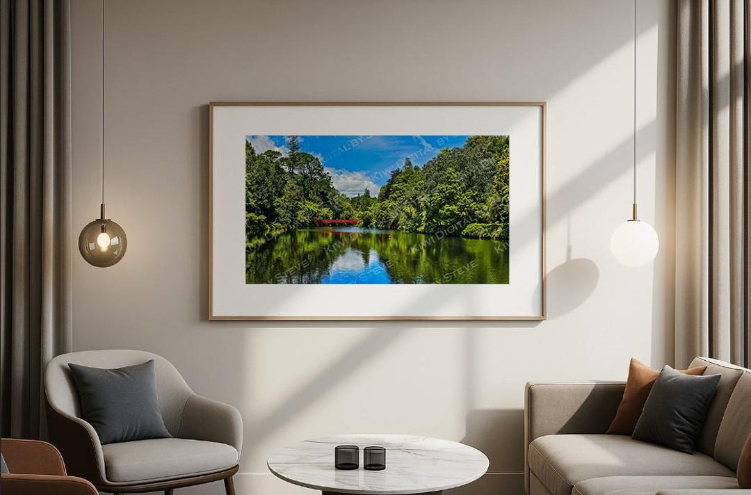 Poets Bridge Lake Print | Pukekura Park New Plymouth Wall Art | Garden ...