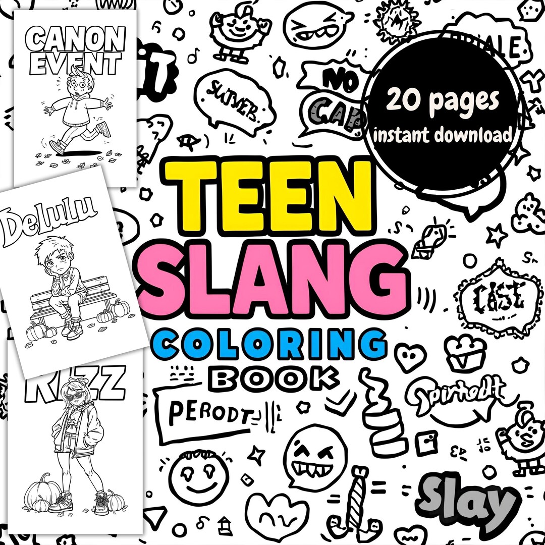Teen Slang Coloring Book | Trendy Gen Z Slang Printable Pages for Teens ...