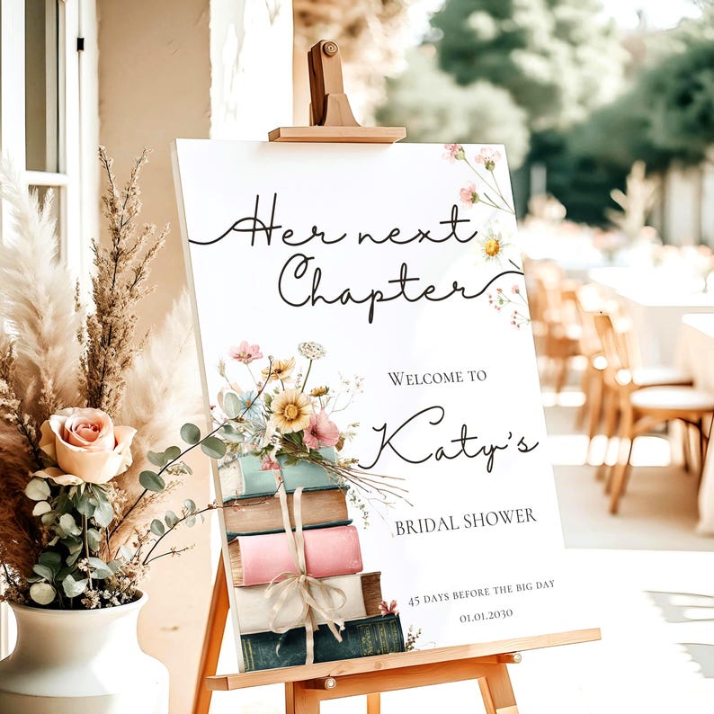 Her Next Chapter Bridal Shower Welcome Sign, A New Chapter Begins, Book ...
