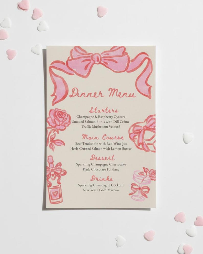 Editable Romantic Dinner Menu Template | Canva Printable Menu Card ...