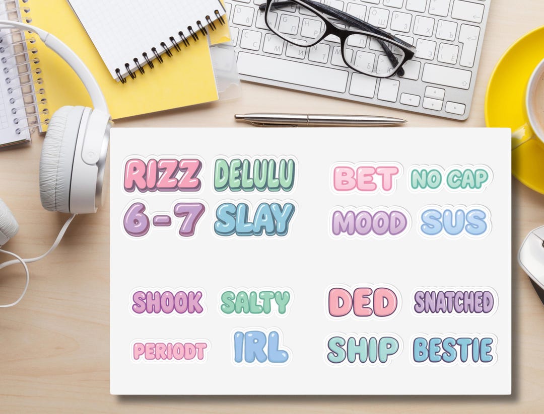 Teen Slang Sticker Sheet - Gen Z Decals - Trendy Vinyl Stickers for ...