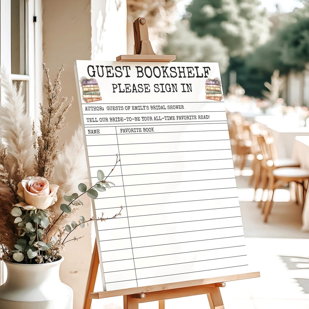 Bridal Shower Guest Book Sign, Favorite Book Activity, Literary Theme ...