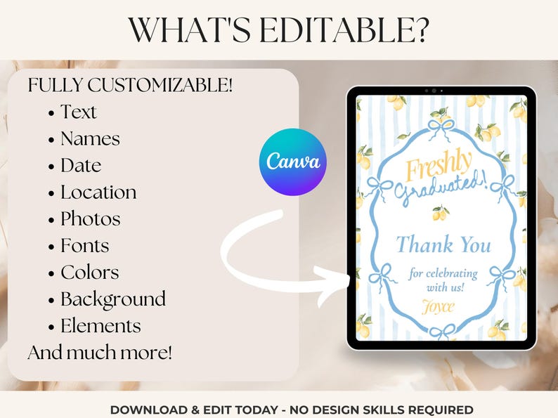 Freshly Graduated Favor Tags Template, Lemon Graduation Thank You Tags ...