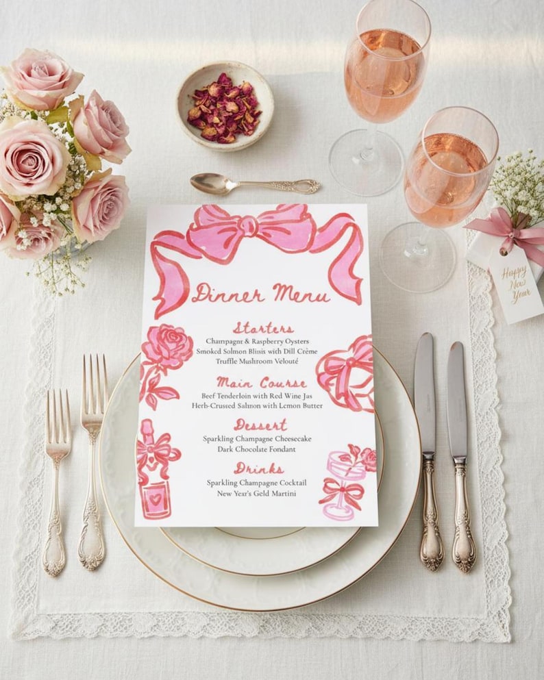 Editable Romantic Dinner Menu Template | Canva Printable Menu Card ...