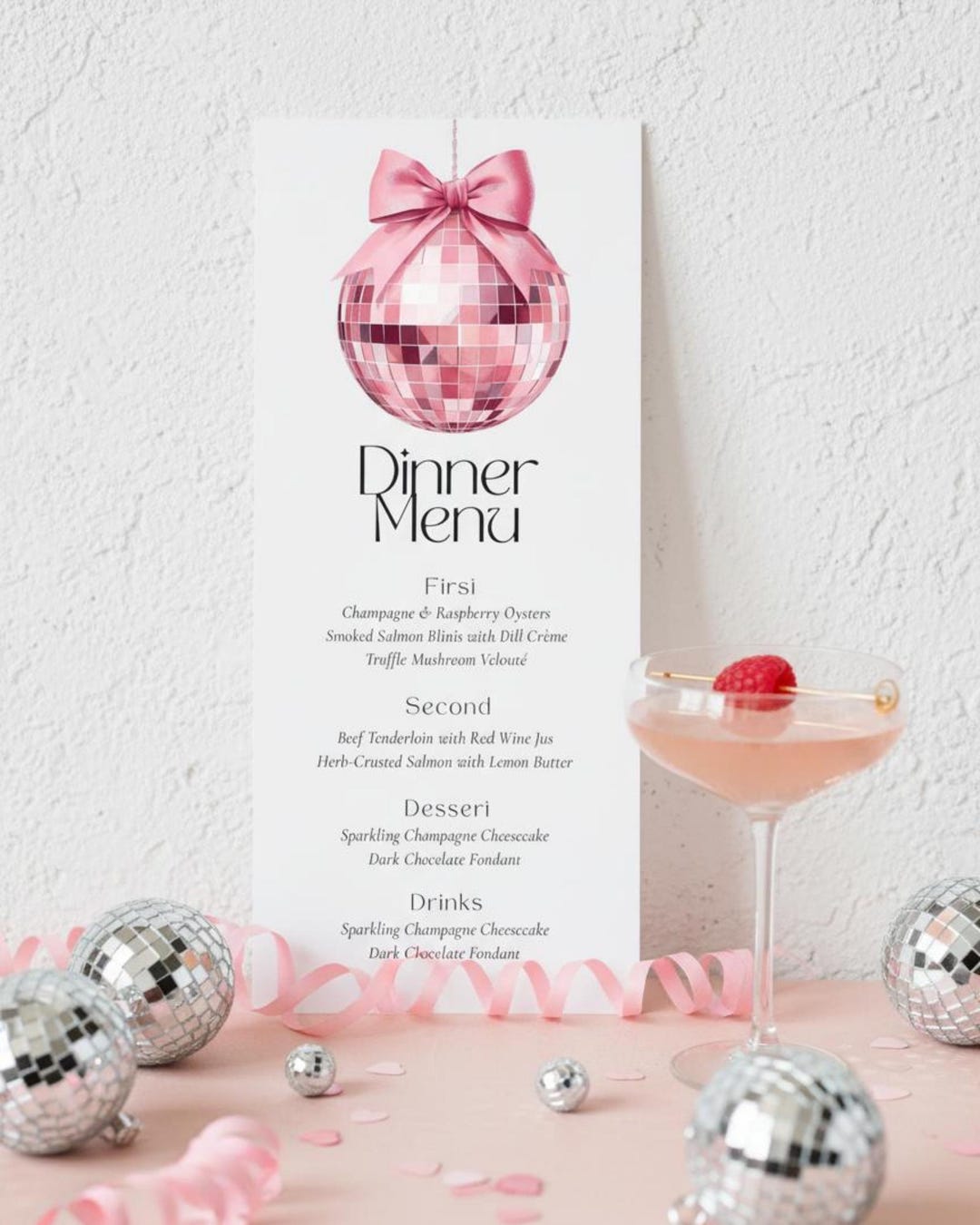 Menu Template Canva 4x9, Printable Menu Card,editable Dinner Party Menu ...