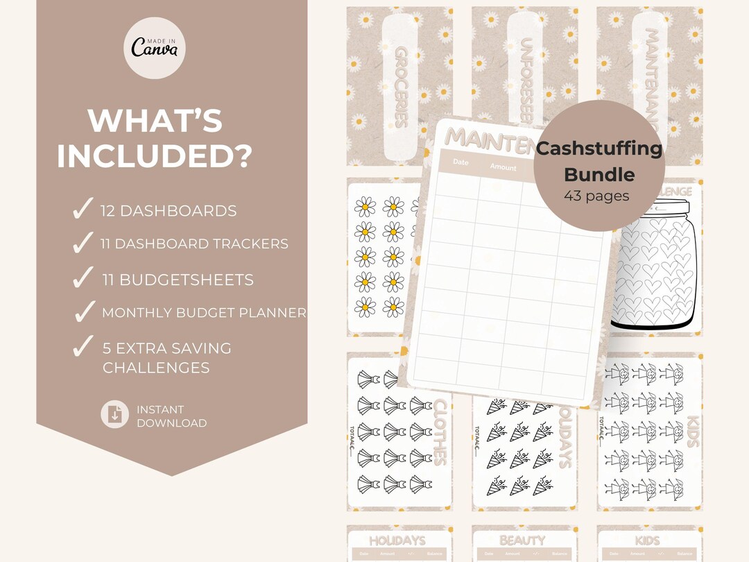 Cash Stuffing Printables | Printable Budget Planner & Cash Envelope ...