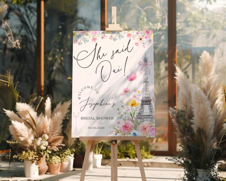 She Said Oui Welcome Sign Template, Paris Bridal Shower Welcome Sign ...