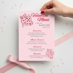 Valentine Menu Card Printable, Personalized Valentine Dinner Menu ...