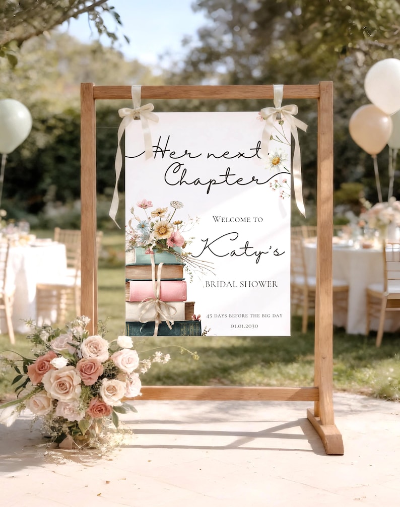 Her Next Chapter Bridal Shower Welcome Sign, A New Chapter Begins, Book ...