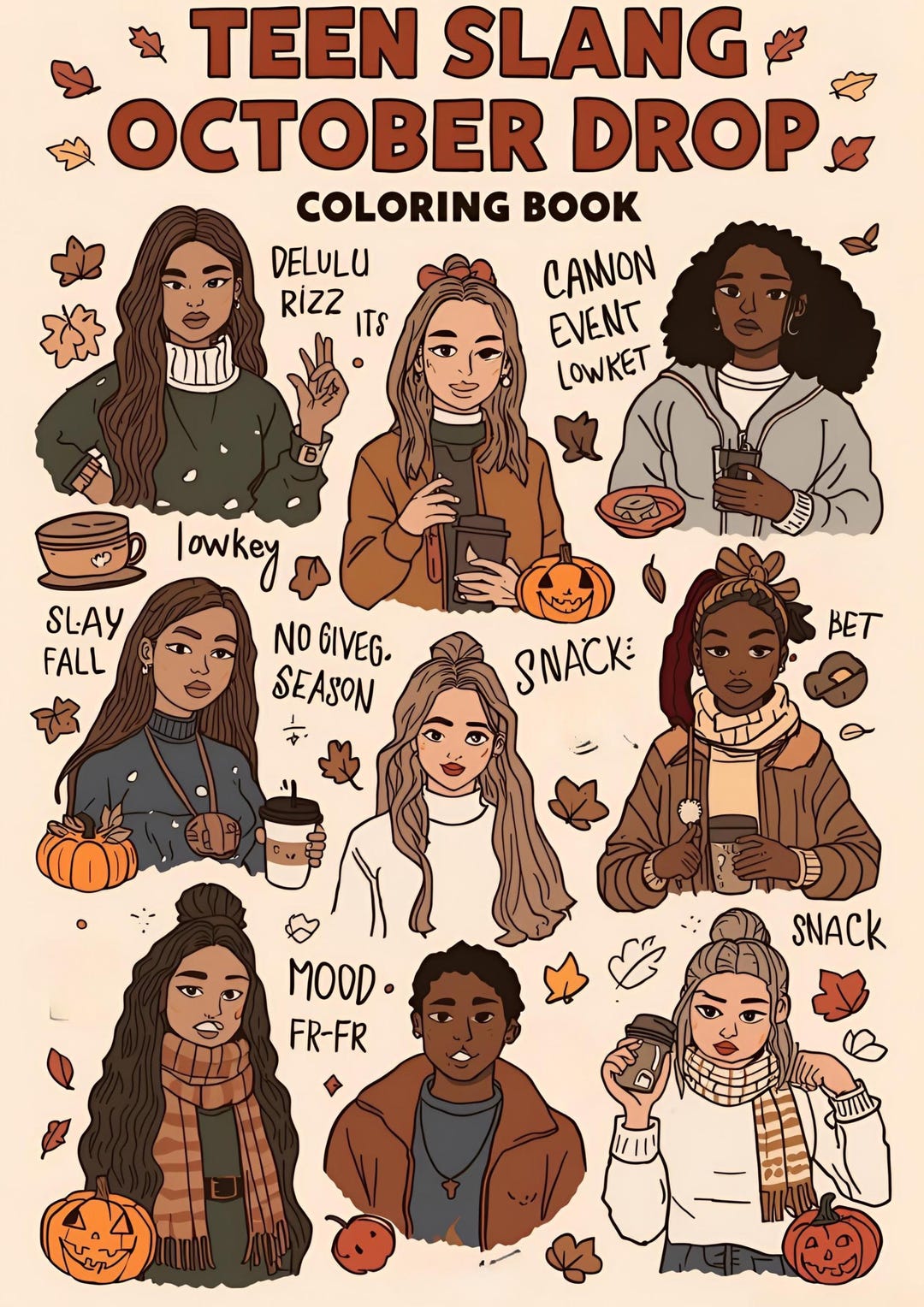 October Snake Drop | Teen Slang Coloring Book Printable | Gen Z Slang ...