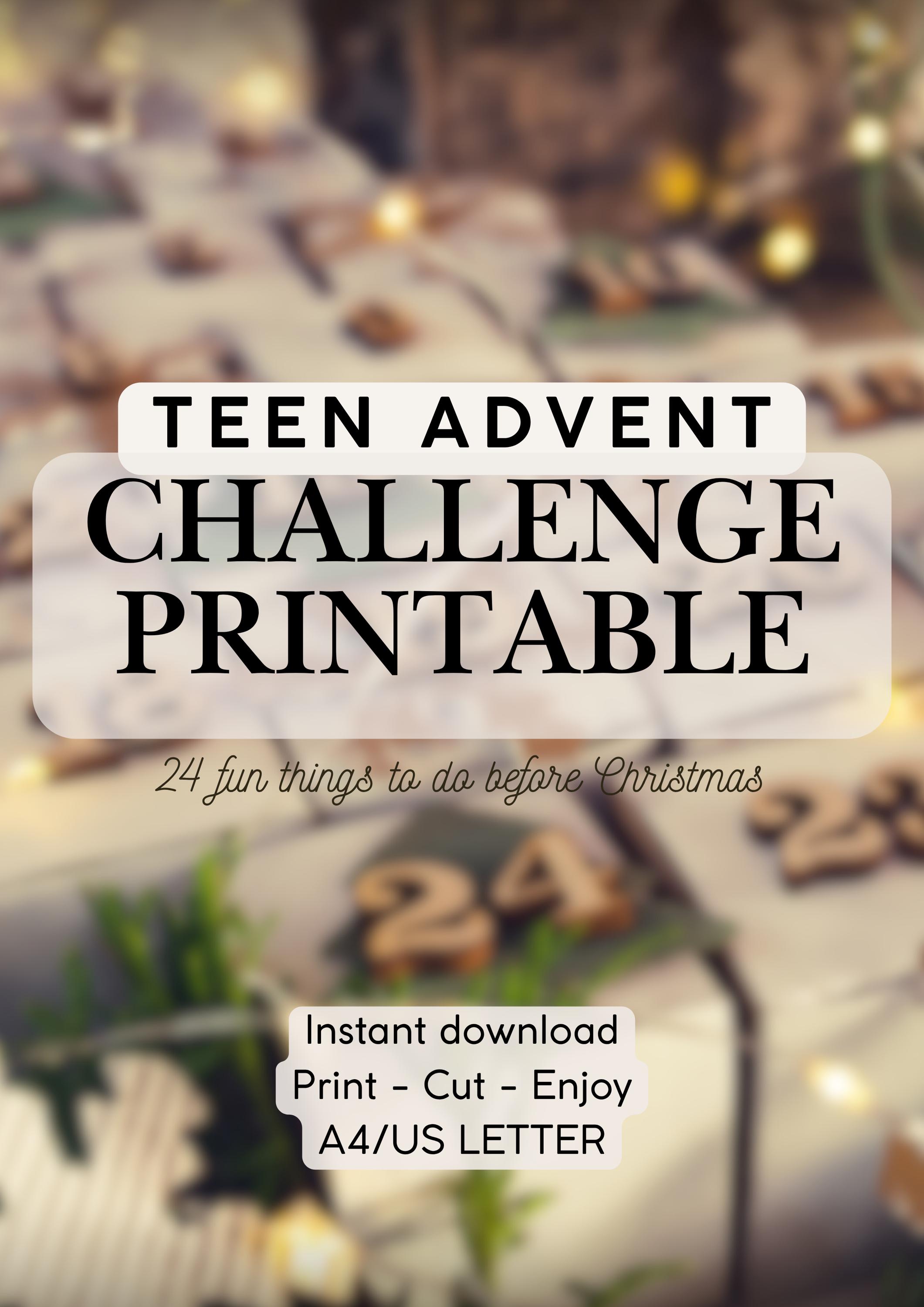 Teen Advent Calendar Printable - Advent Calendar for Teens - Christmas Countdown for Teens - Etsy