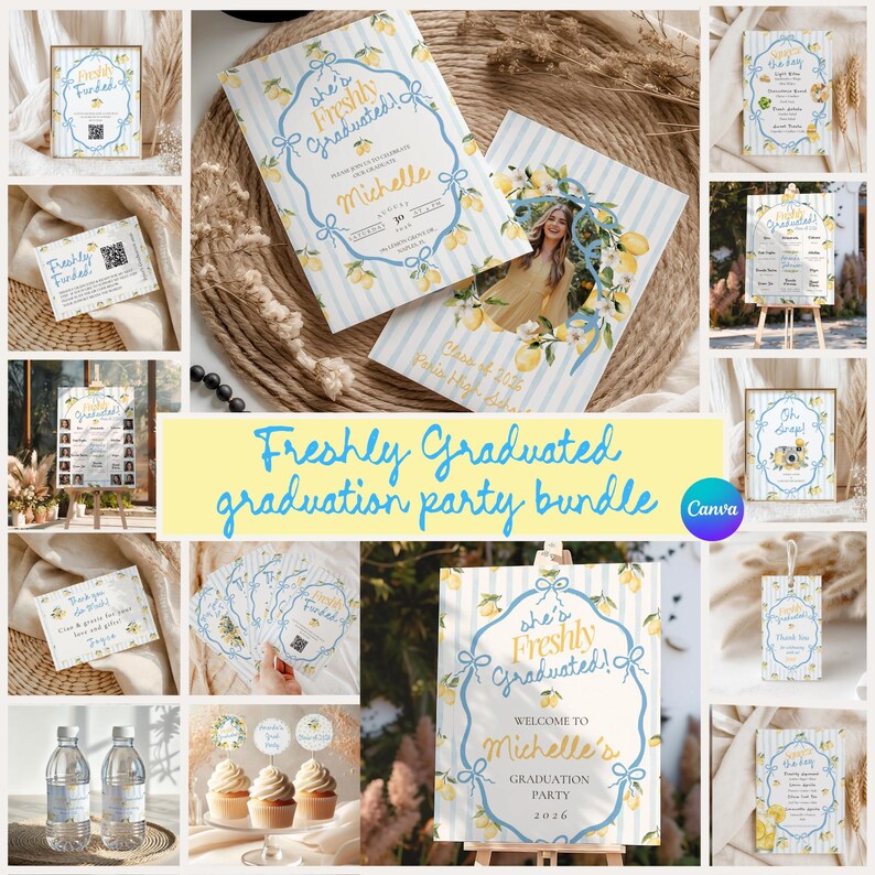 Freshly Graduated Favor Tags Template, Lemon Graduation Thank You Tags ...