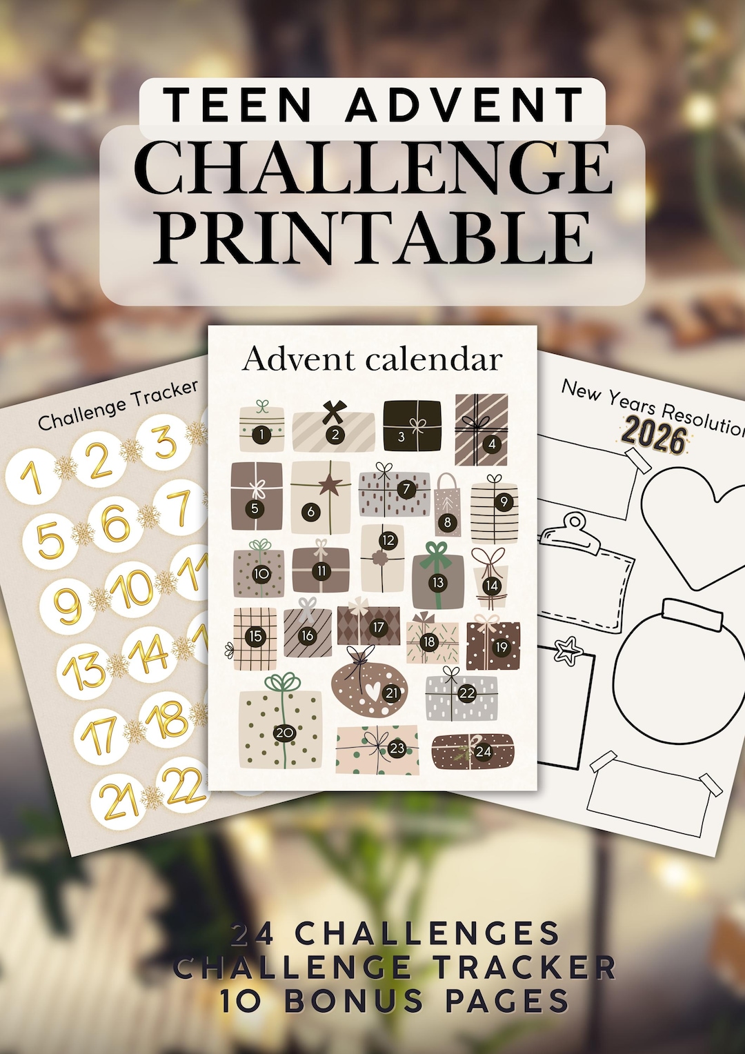 Teen Advent Calendar Printable - Advent Calendar for Teens - Christmas ...