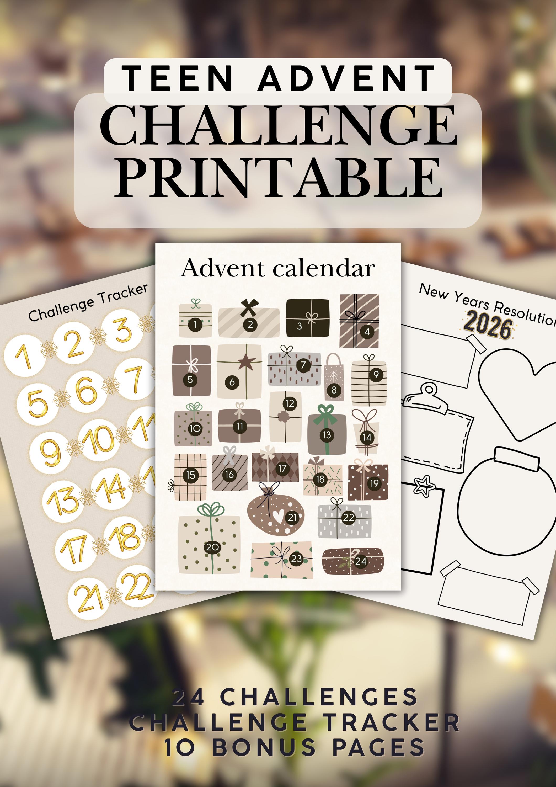 Teen Advent Calendar Printable - Advent Calendar for Teens - Christmas Countdown for Teens - Etsy