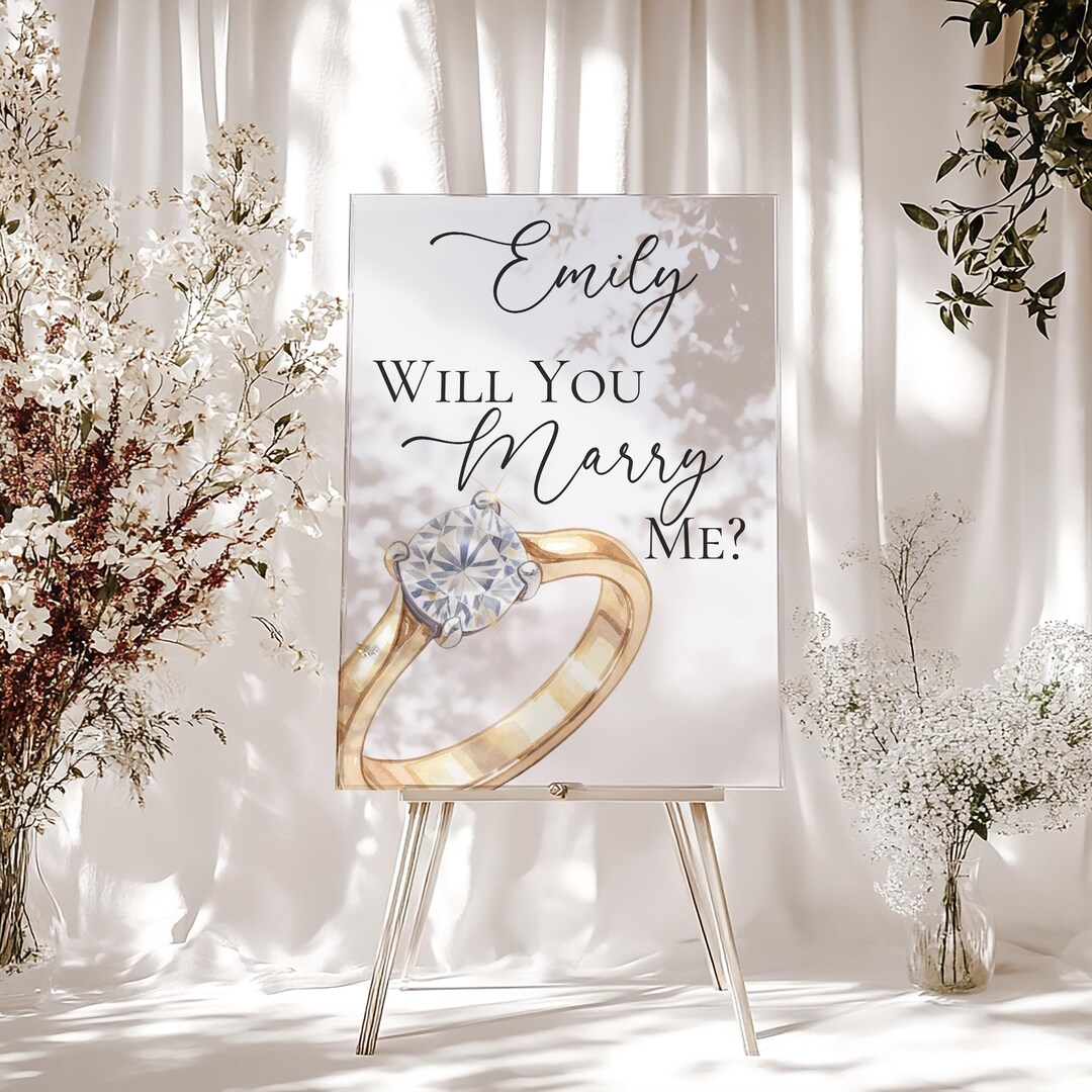 Will You Marry Me Sign Template – Editable Proposal Poster - Engagement ...