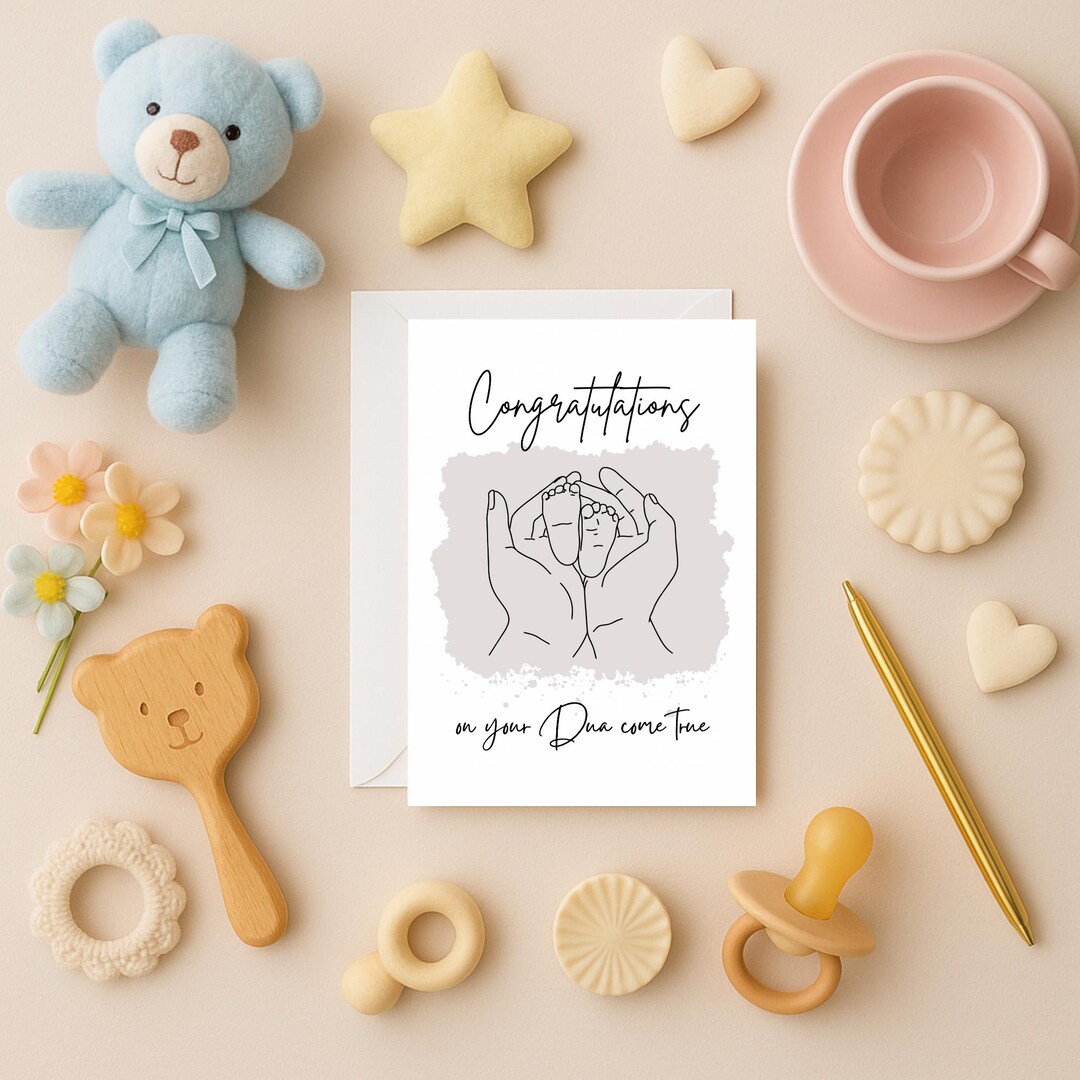5x7 Folded Islamic Baby Congratulations Card, Muslim Dua Come True ...