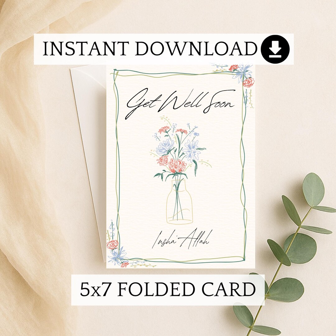 Floral Islamic Get Well Soon Card – Shifa Healing Dua (digital Download ...