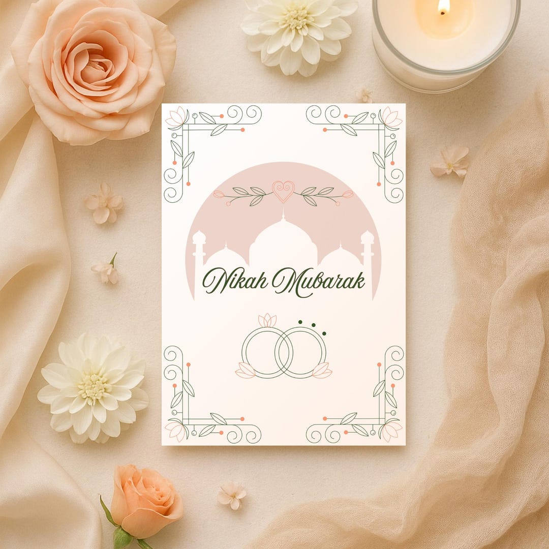 Nikah Mubarak Card – 5x7 Islamic Wedding Greeting Card With Quran Verse ...