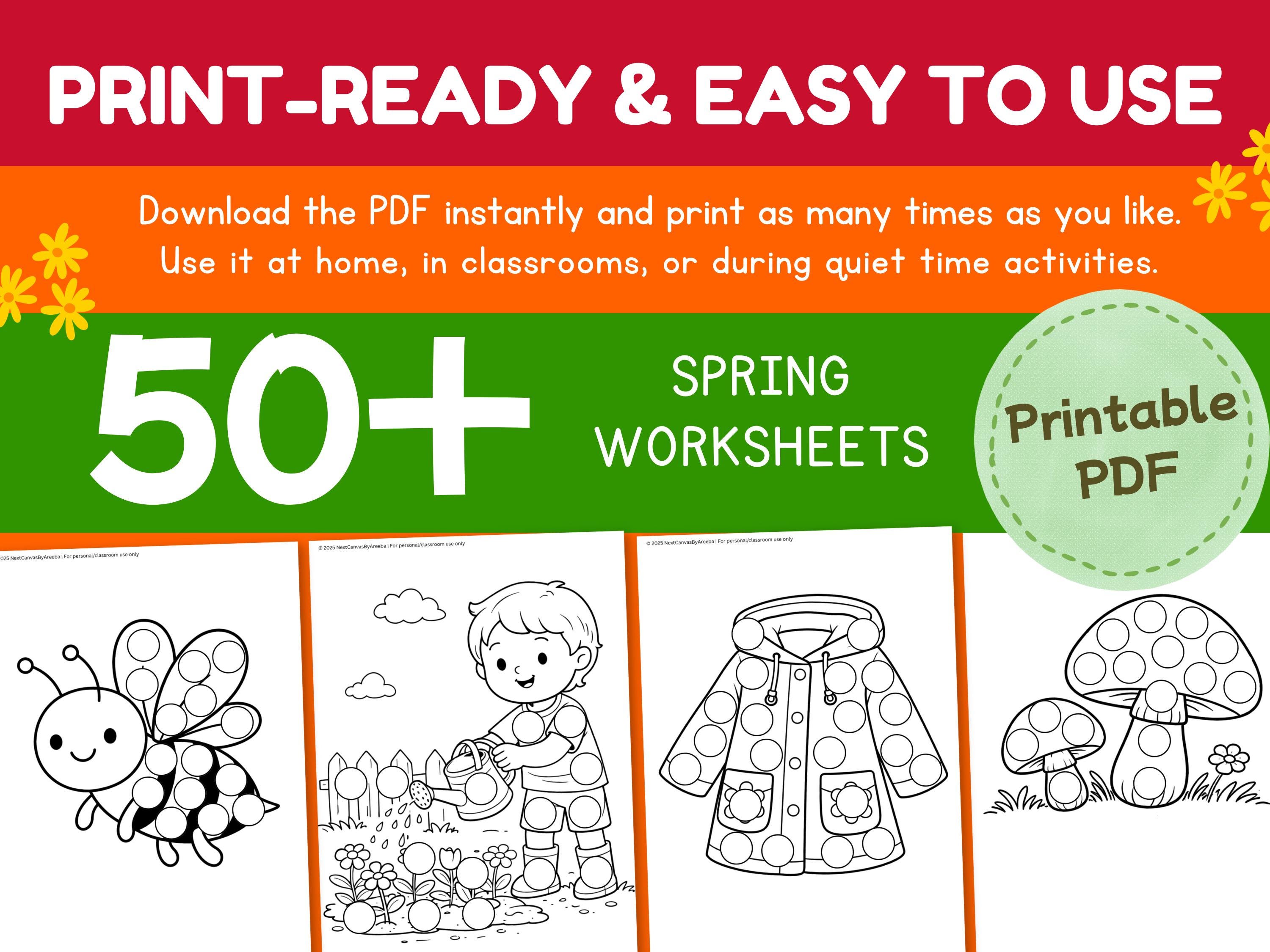 Spring Do-a-dot Printable Worksheet for Kids | Dot Marker & Bingo ...