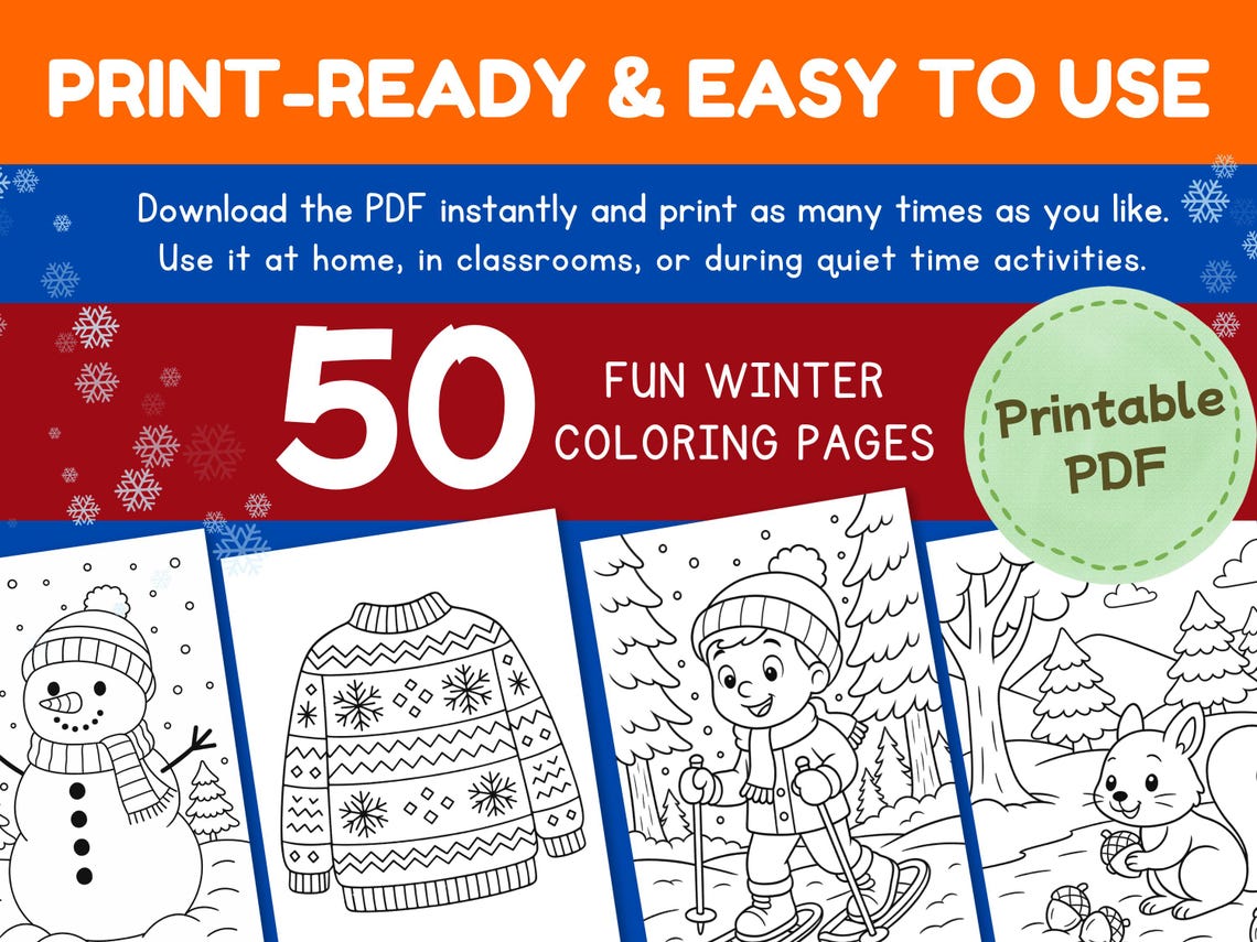 Winter Coloring Pages for Kids | 50 Fun Winter Printable Activity ...