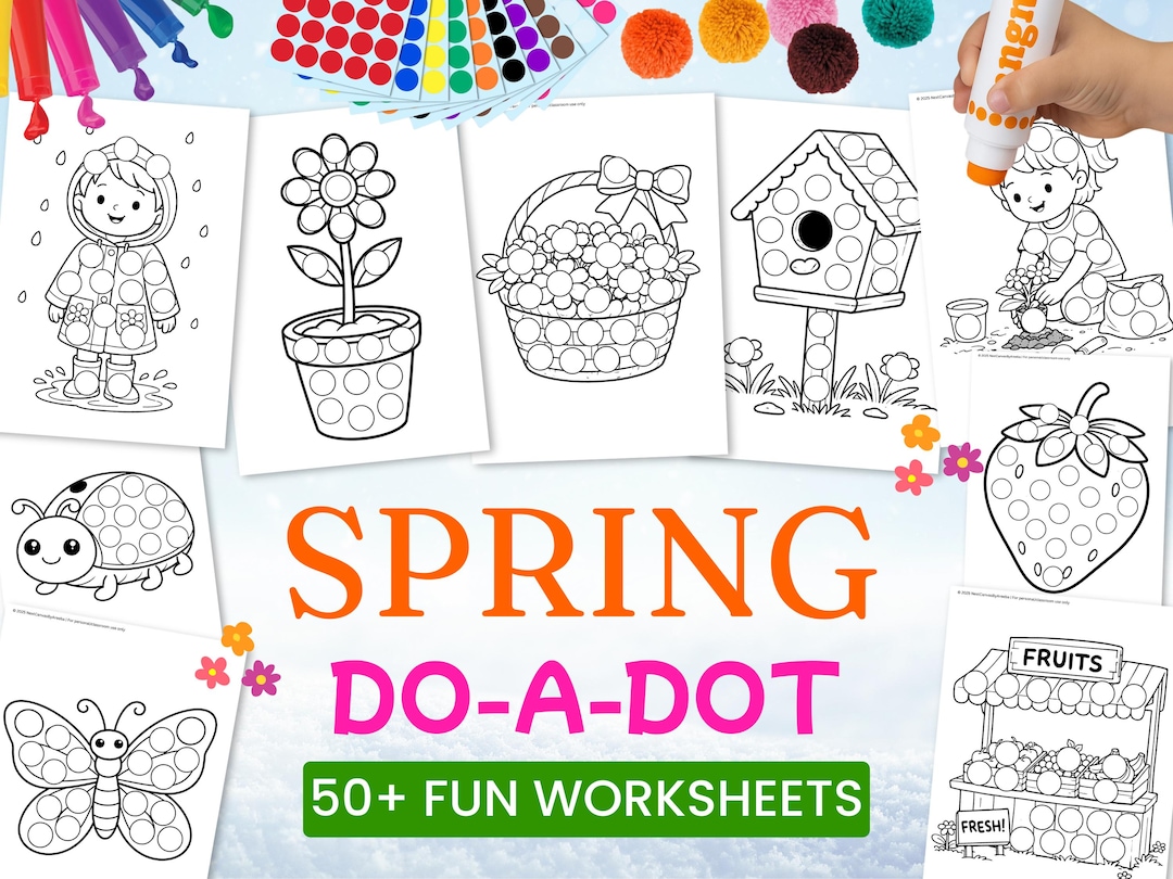 Spring Do-a-dot Printable Worksheet for Kids | Dot Marker & Bingo ...