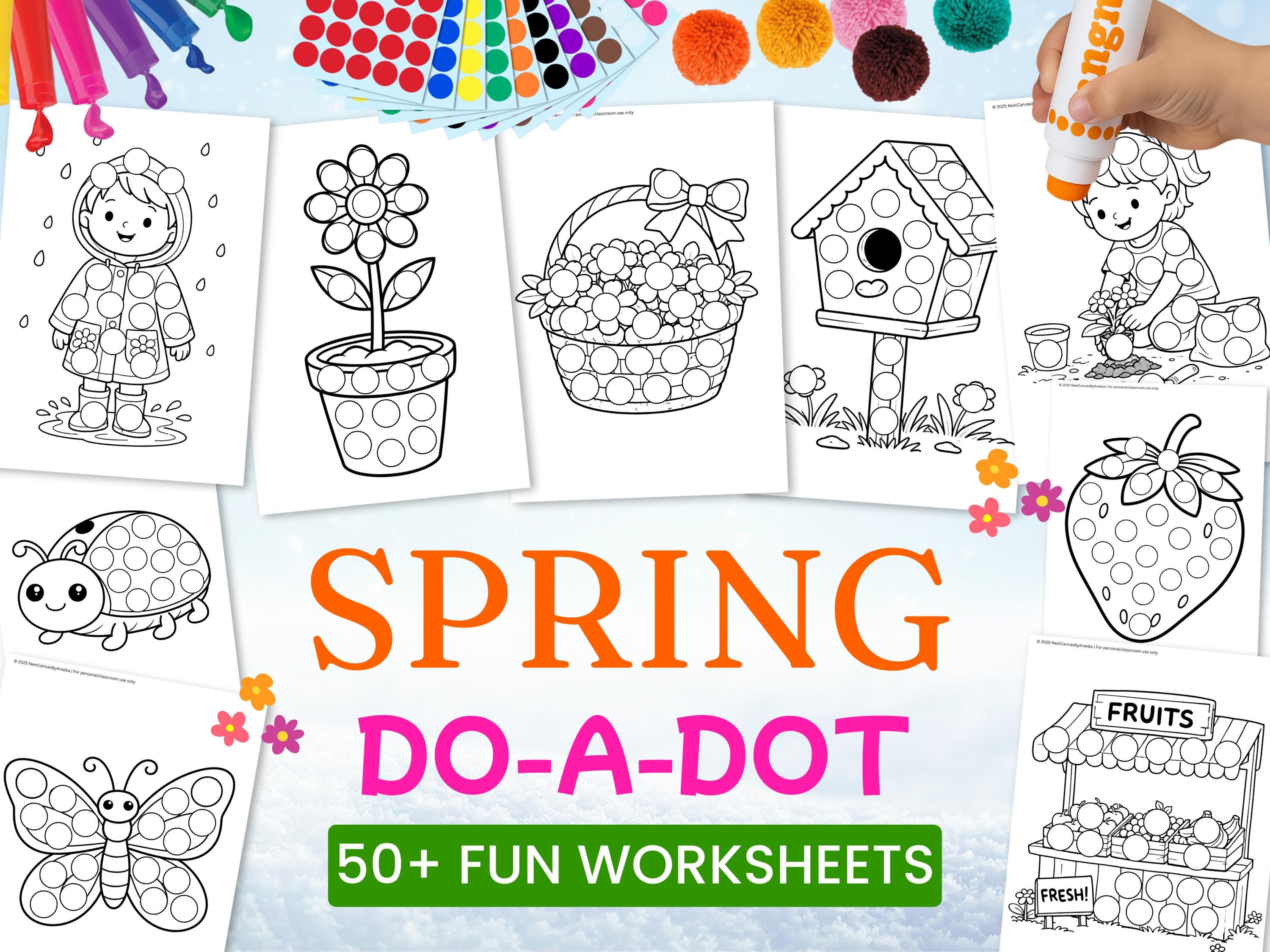 Spring Do-a-dot Printable Worksheet for Kids | Dot Marker & Bingo ...