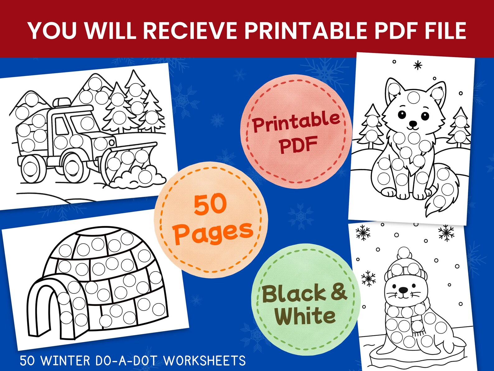 Winter Do-a-dot Activity Pack | 50 Pages Winter Worksheets for Kids ...