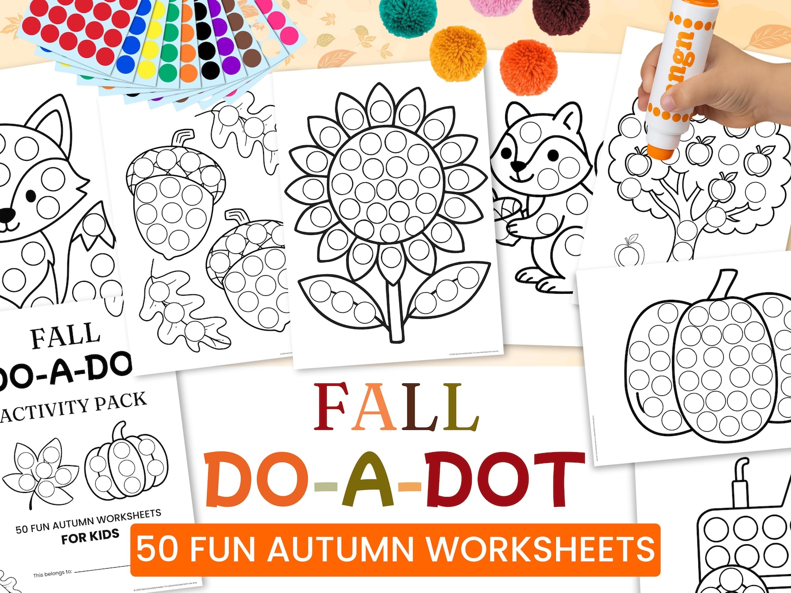 Fall Do-a-dot Activity Pack | 50 Pages Autumn Worksheets for Kids ...