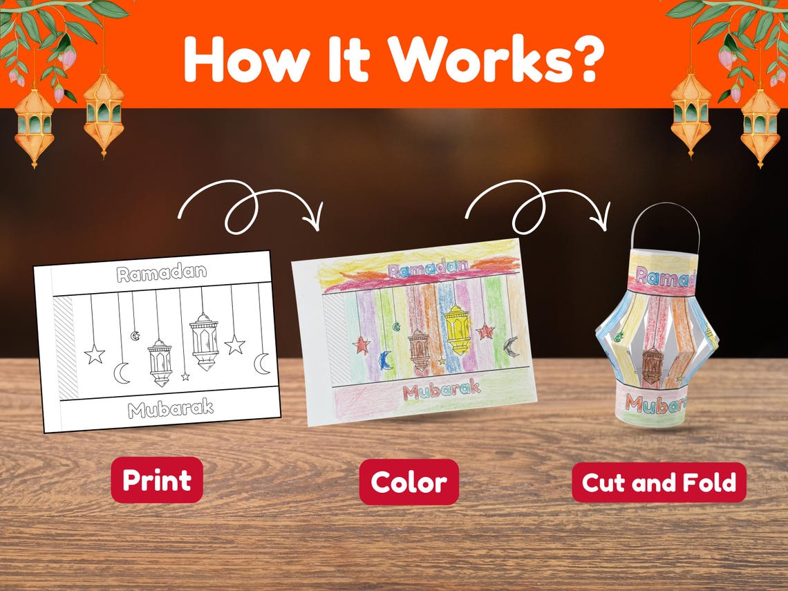 Ramadan Lantern Craft Printable for Kids | DIY 3D Paper Lantern ...