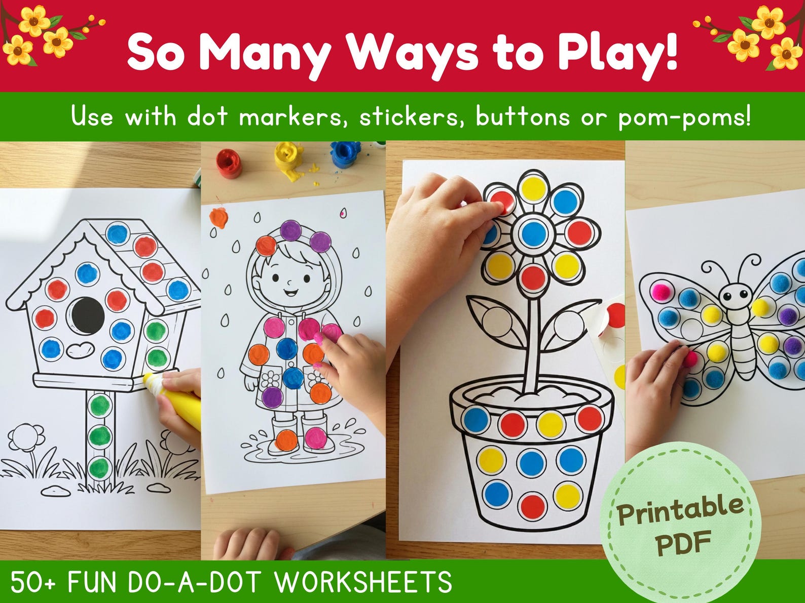 Spring Do-a-dot Printable Worksheet for Kids | Dot Marker & Bingo ...