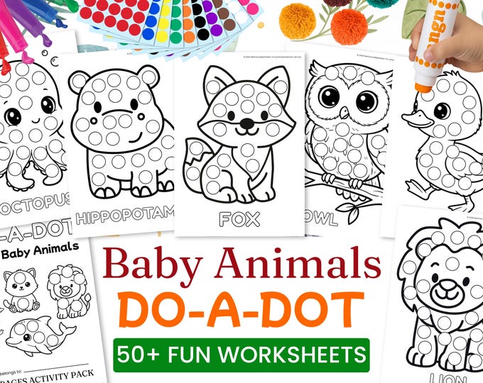 Spring Animals Dot Marker Printables/ Do a Dot Printable/ Baby Animals ...